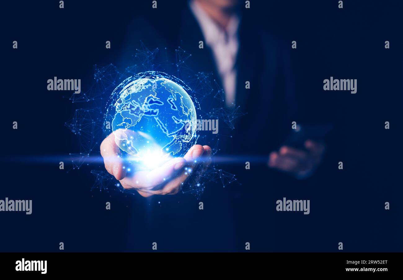 Global business globe with network connection, Social network ...