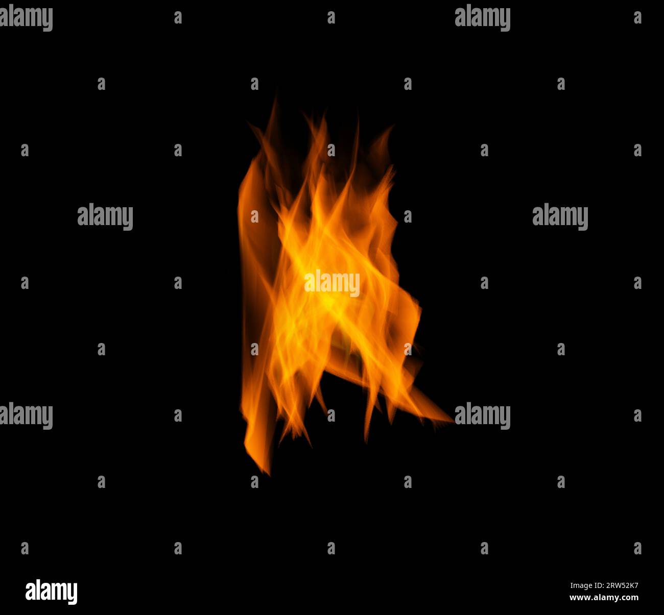 Orange fire, gas and flame on black background with texture, pattern ...