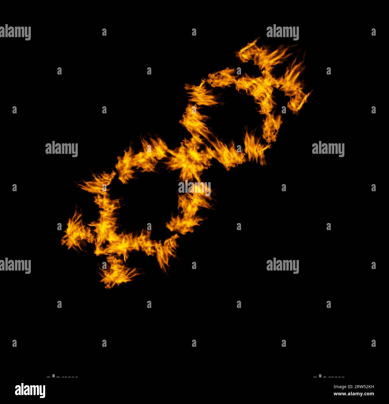 Fire ring, burn and smoke with orange flame on black background ...