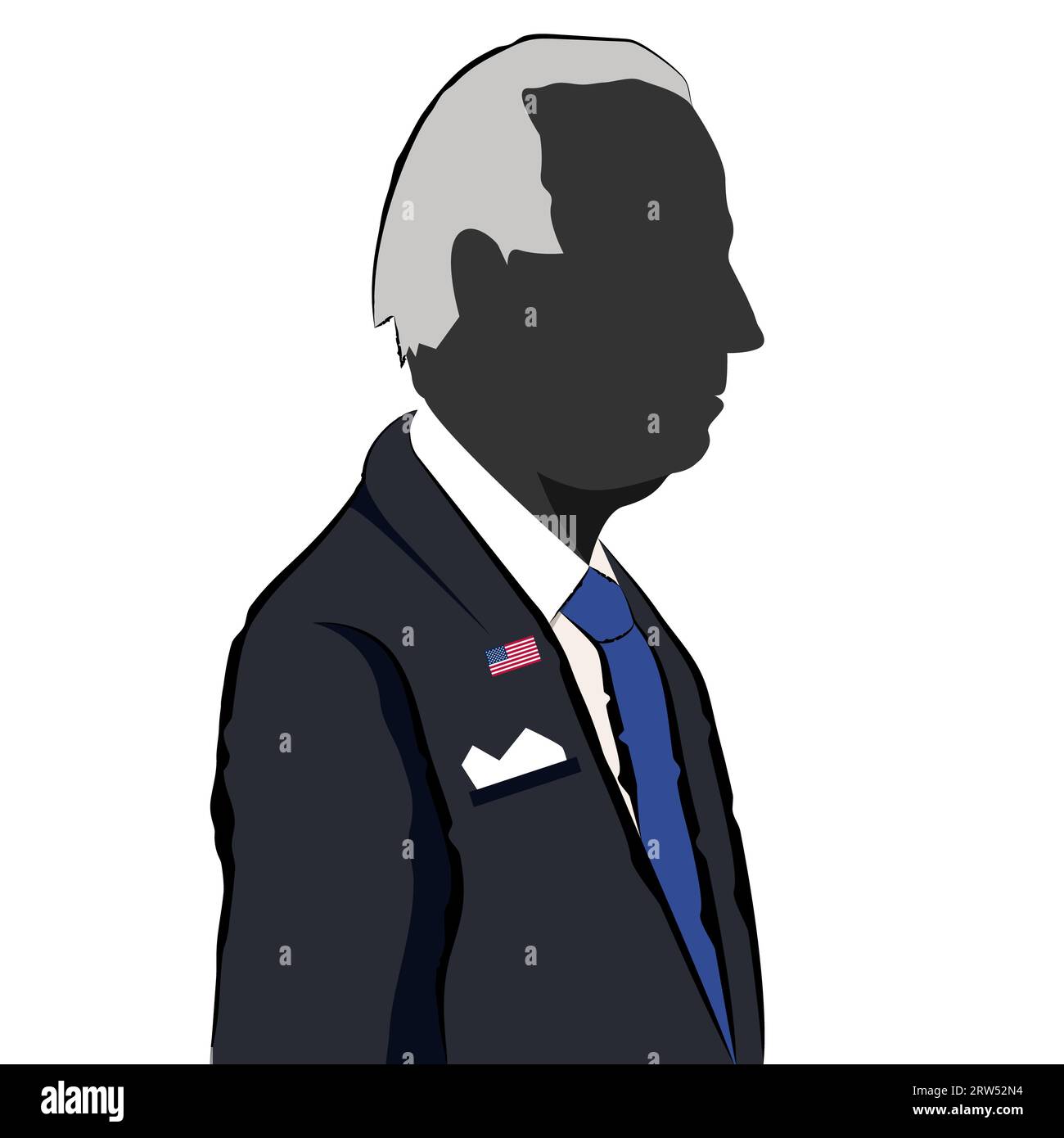 Silhouette of 46th President of USA Joe Biden , isolated on a white ...