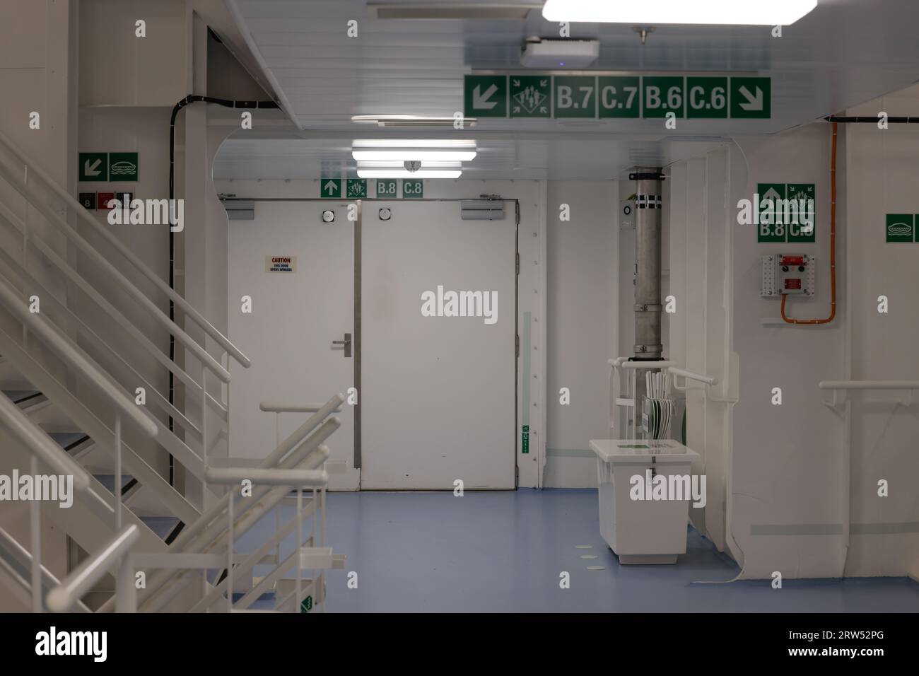 Crew area on a cruise ship,Stairs in crew area of a cruise ship Stock ...