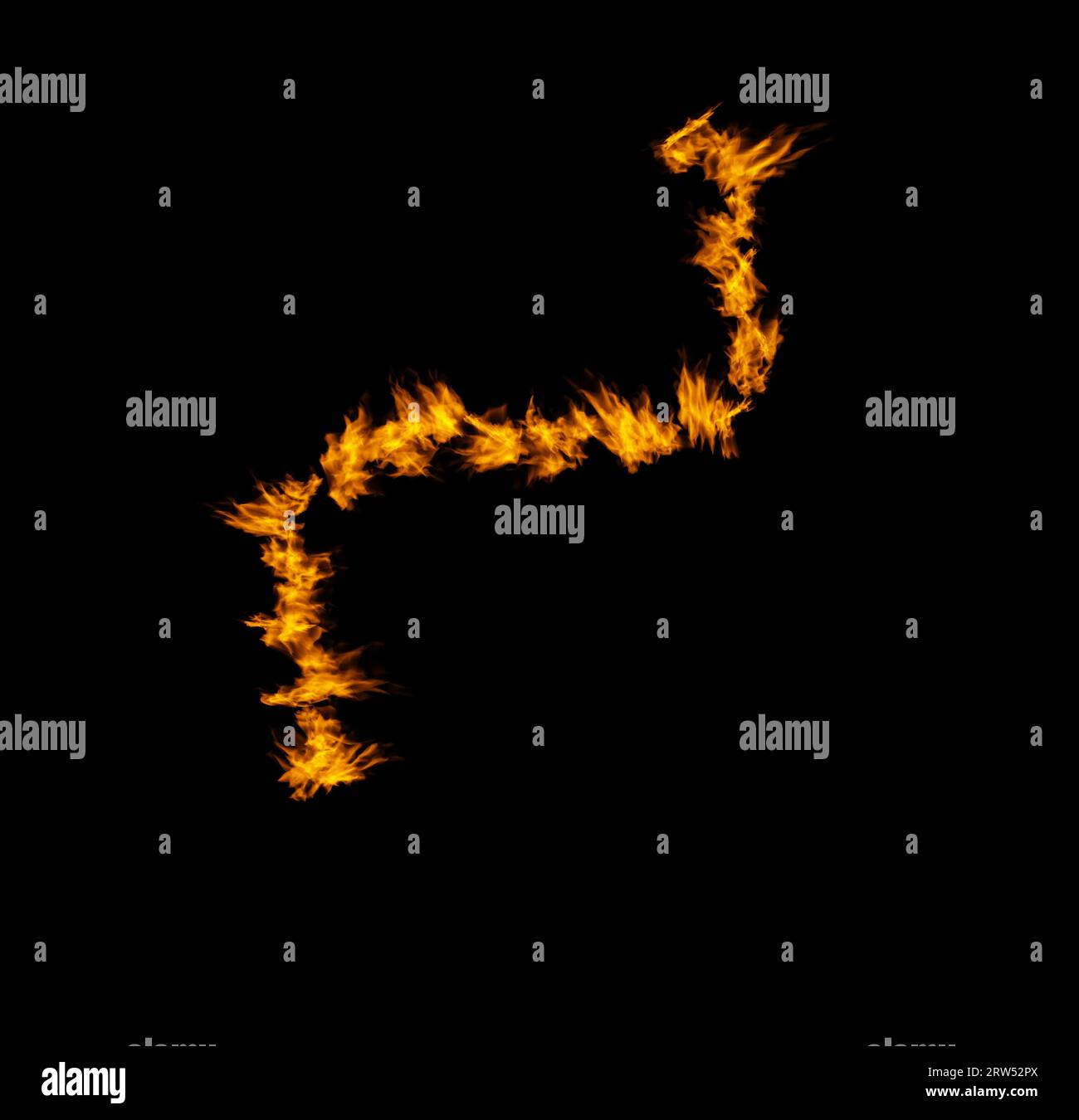 Fire, burning and orange flame on black background, inferno and power ...