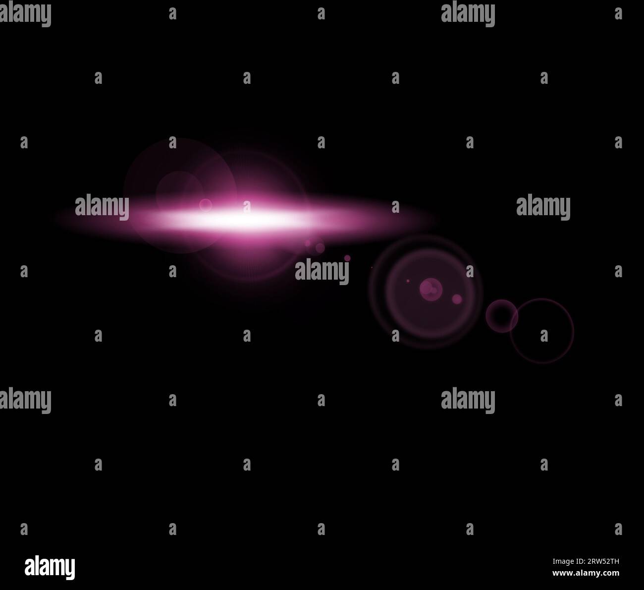 Light, neon and a purple flare in space on a dark background at night ...