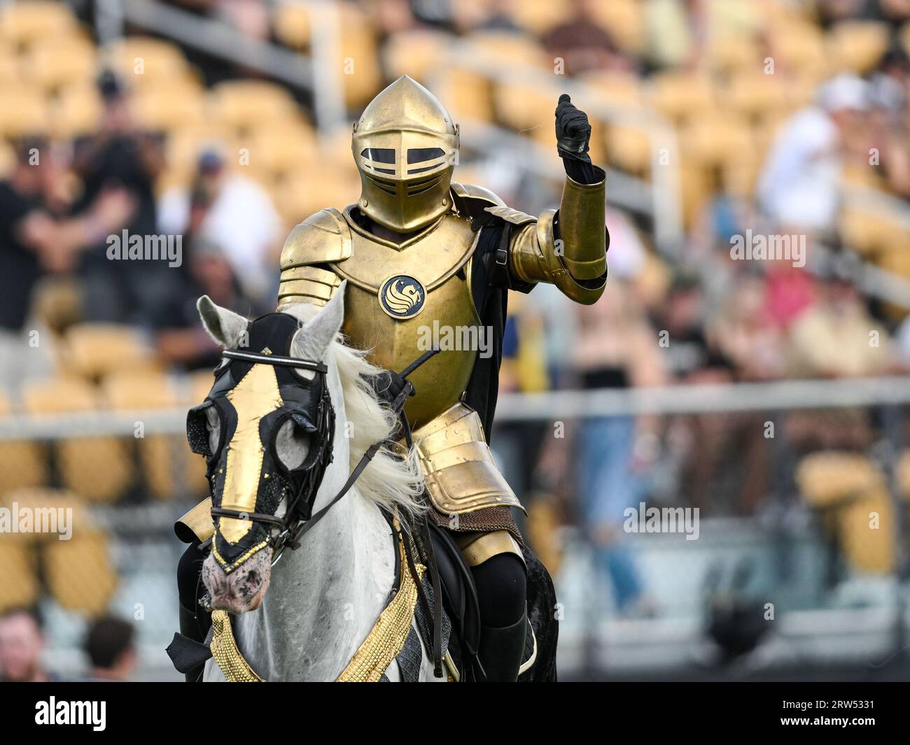 Orlando, FL, USA. 16th Sep, 2023. Pegasus and the UCF Knight perform before 1st half NCAA ...