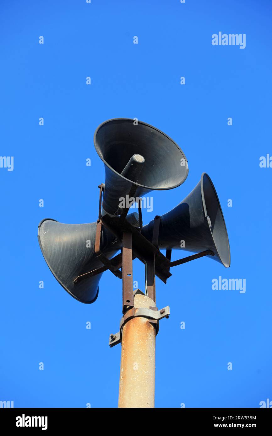China's rural loudspeakers in the blue sky Stock Photo - Alamy