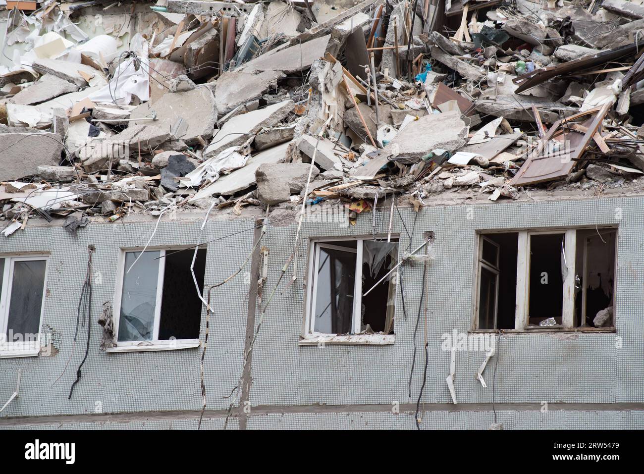 The windows of the destroyed building Stock Photo - Alamy
