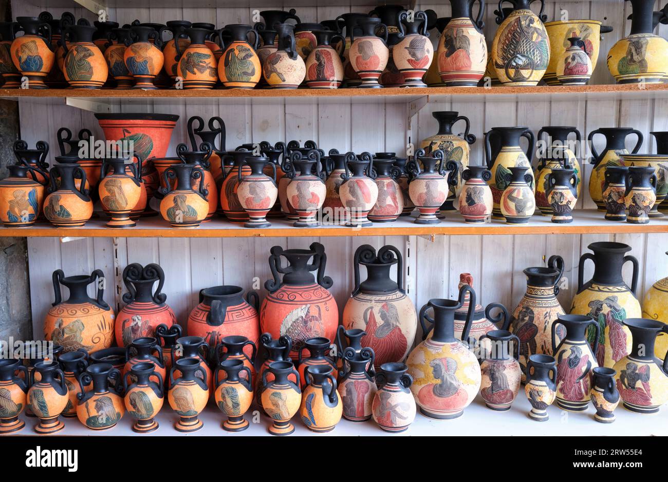 Pottery shop products by George Athanasakis, Crete, Greece Stock Photo ...