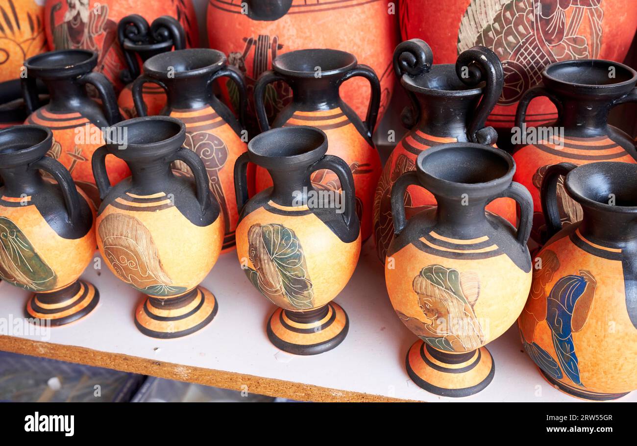 Pottery shop products by George Athanasakis, Crete, Greece Stock Photo ...