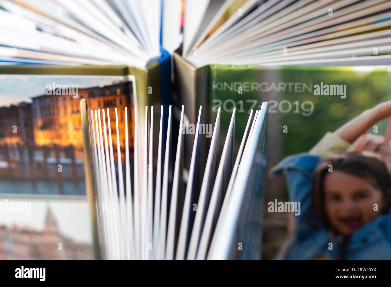 Stack of books in library Stock Photo - Alamy
