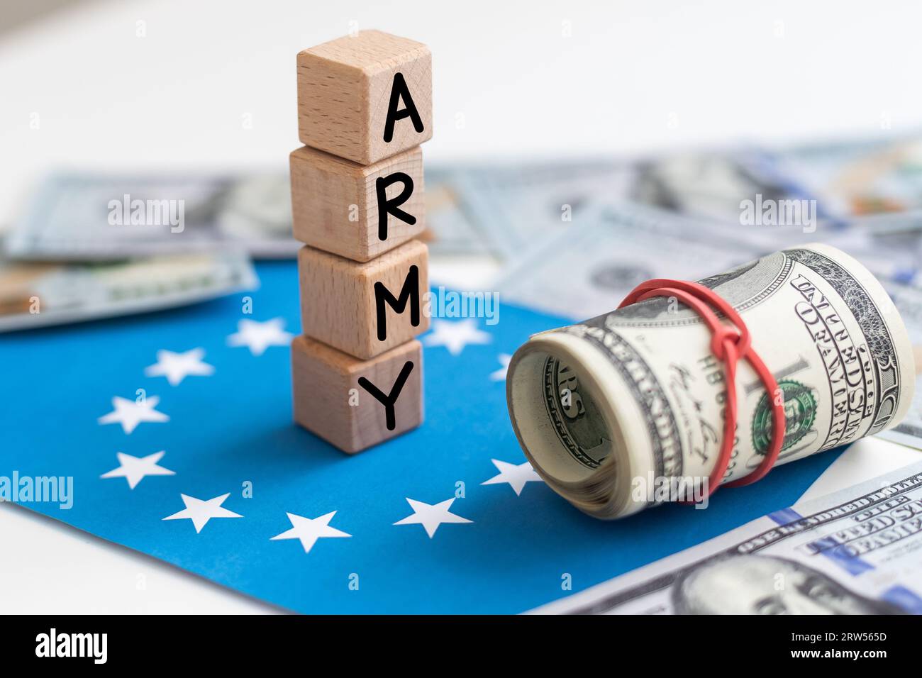 EU flag with weapon ammunition. EU delivery of weapons and ammo to ...