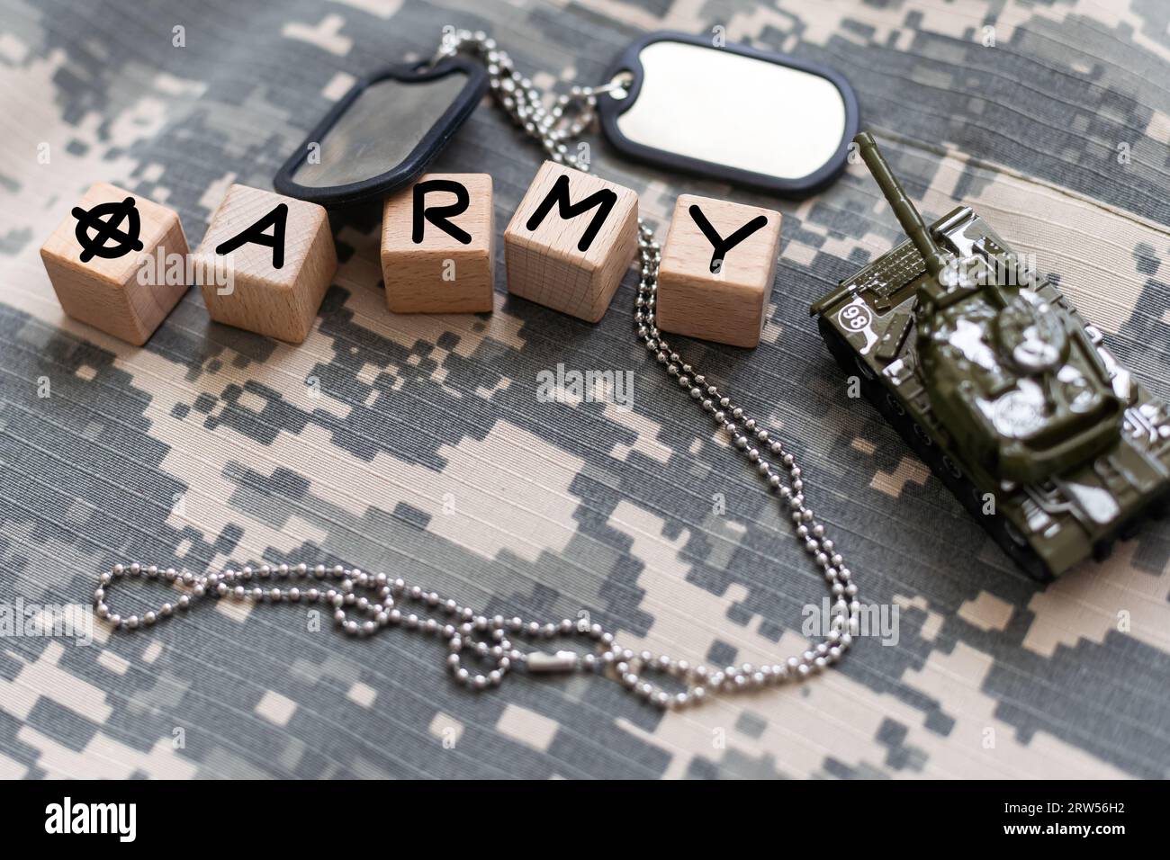Military ID tags and patches on camouflage background Stock Photo - Alamy