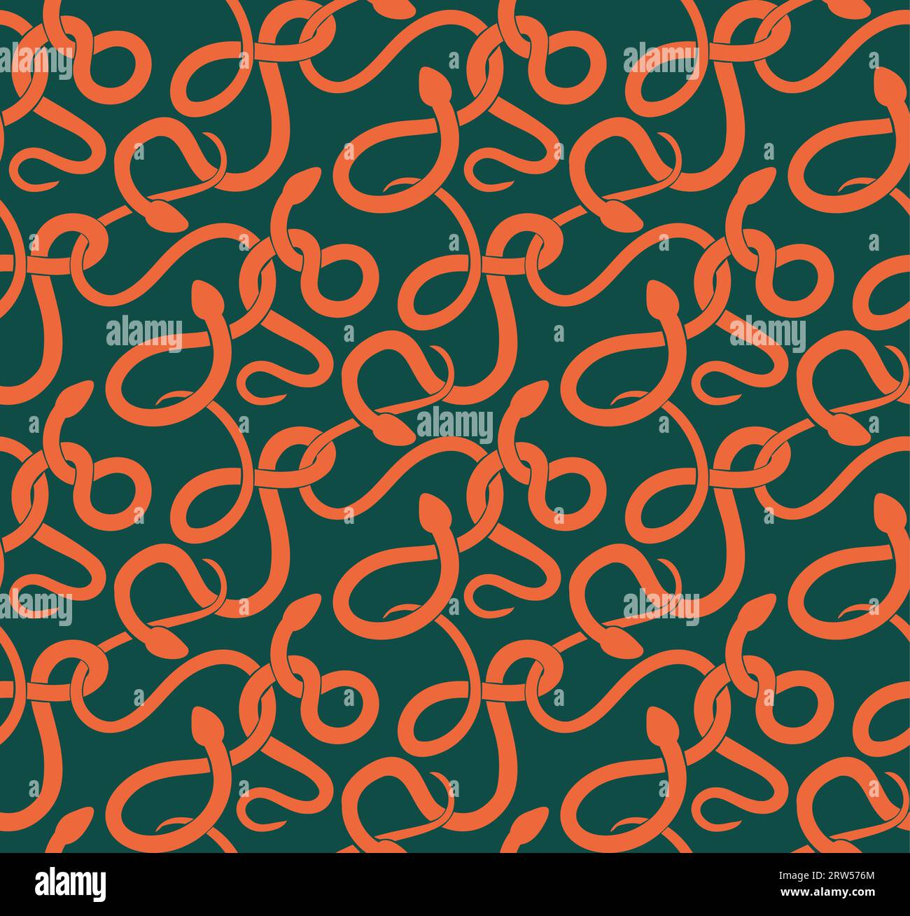 Vector seamless pattern with tangled orange snake silhouettes with on a ...