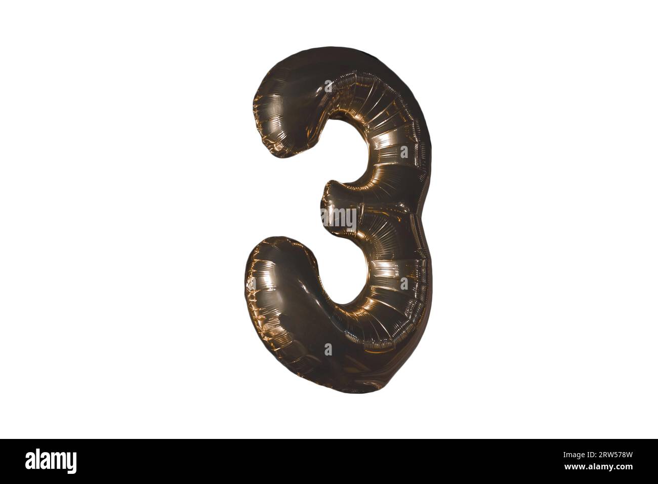Number 3 three digits inflated from a balloon air object on a white ...