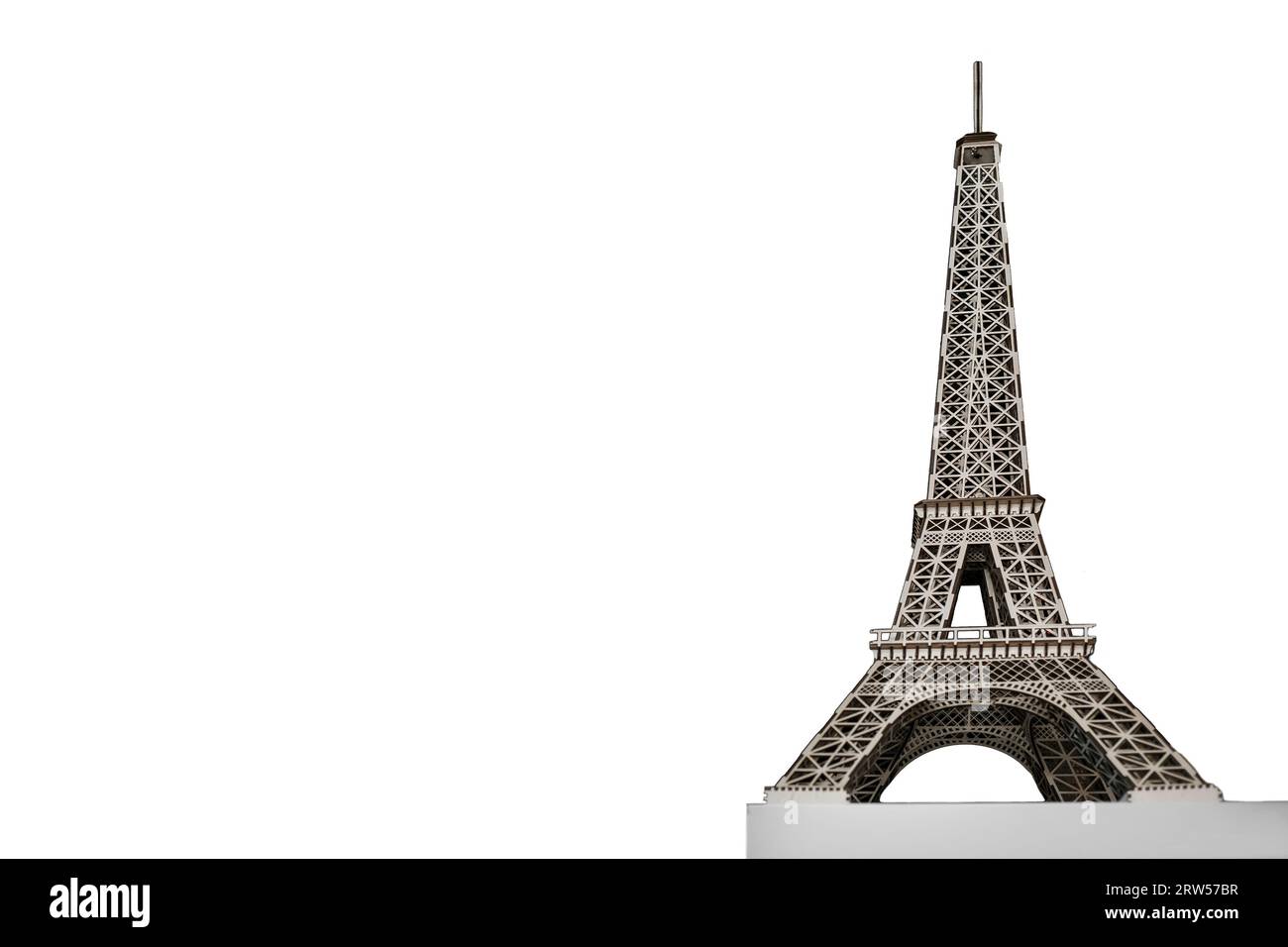 Eiffel Tower object toy shape made of wood on a white isolated ...