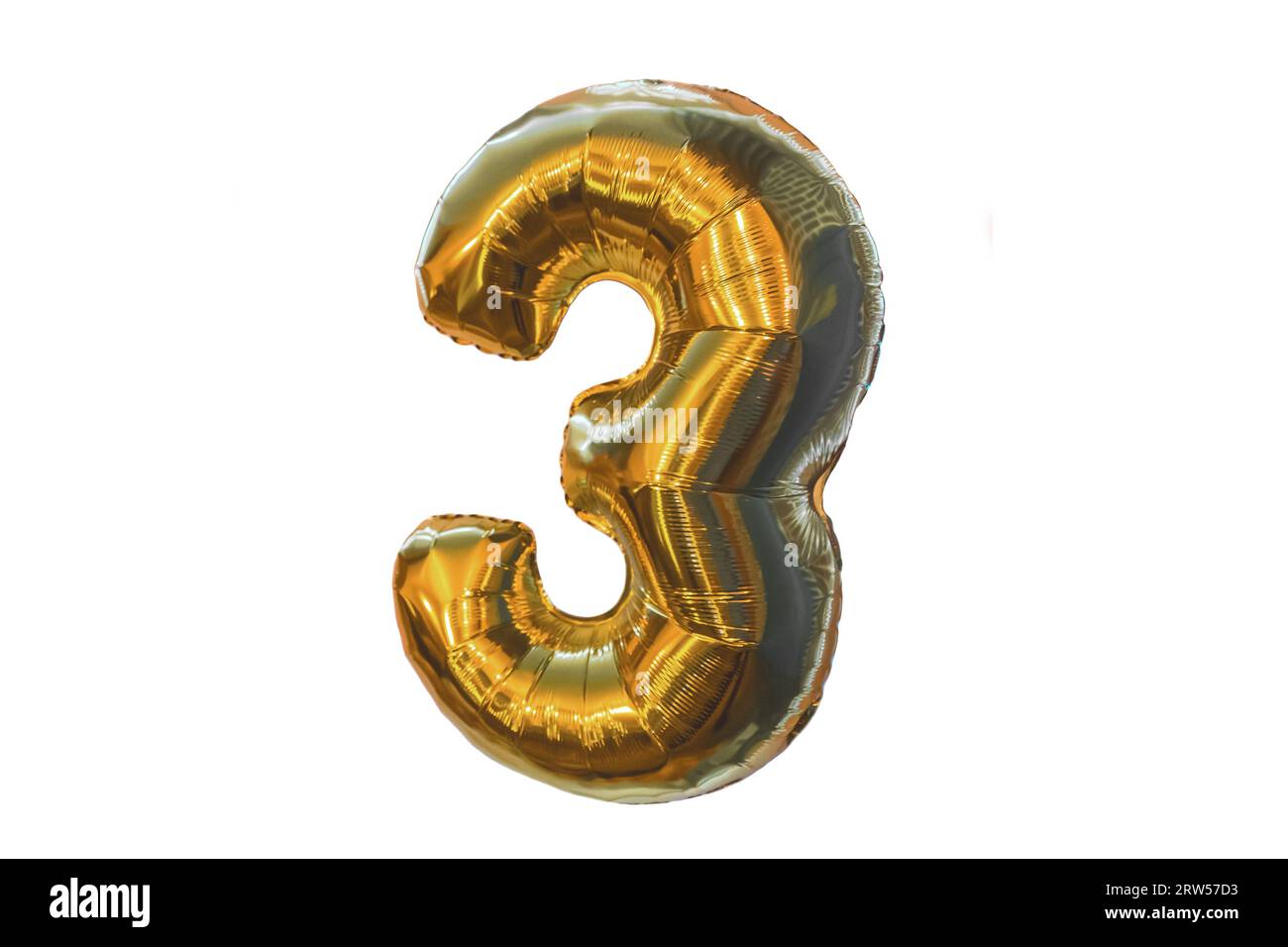 Number 3 three digits inflated from a bright yellow balloon air object ...