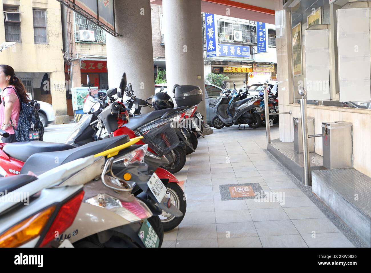 Taichung City, Taiwan, September 14, 2023. Motorcycles parked at the ...