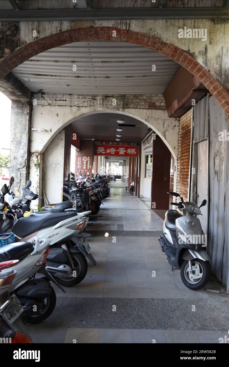 Taichung City, Taiwan, September 14, 2023. Motorcycles parked at the ...