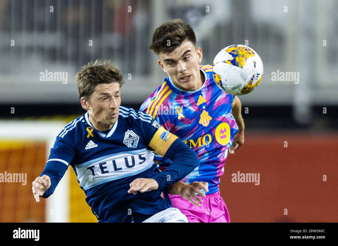 Toronto, Canada. 16th Sep, 2023. Alonso Coello (R) of Toronto FC vies ...