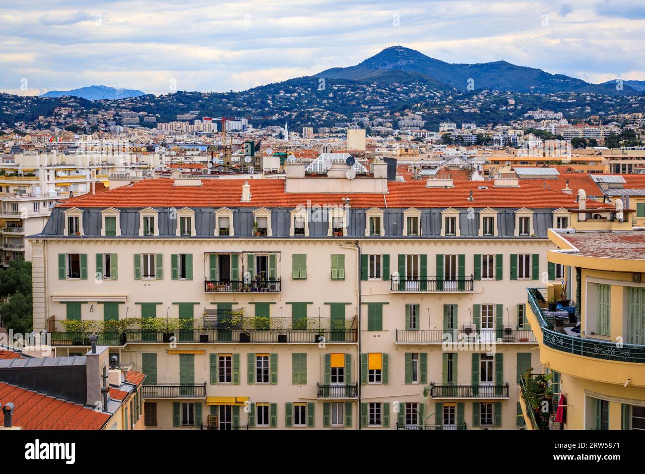 Aerial view of the bourgeois buildings and terracotta rooftops of the ...