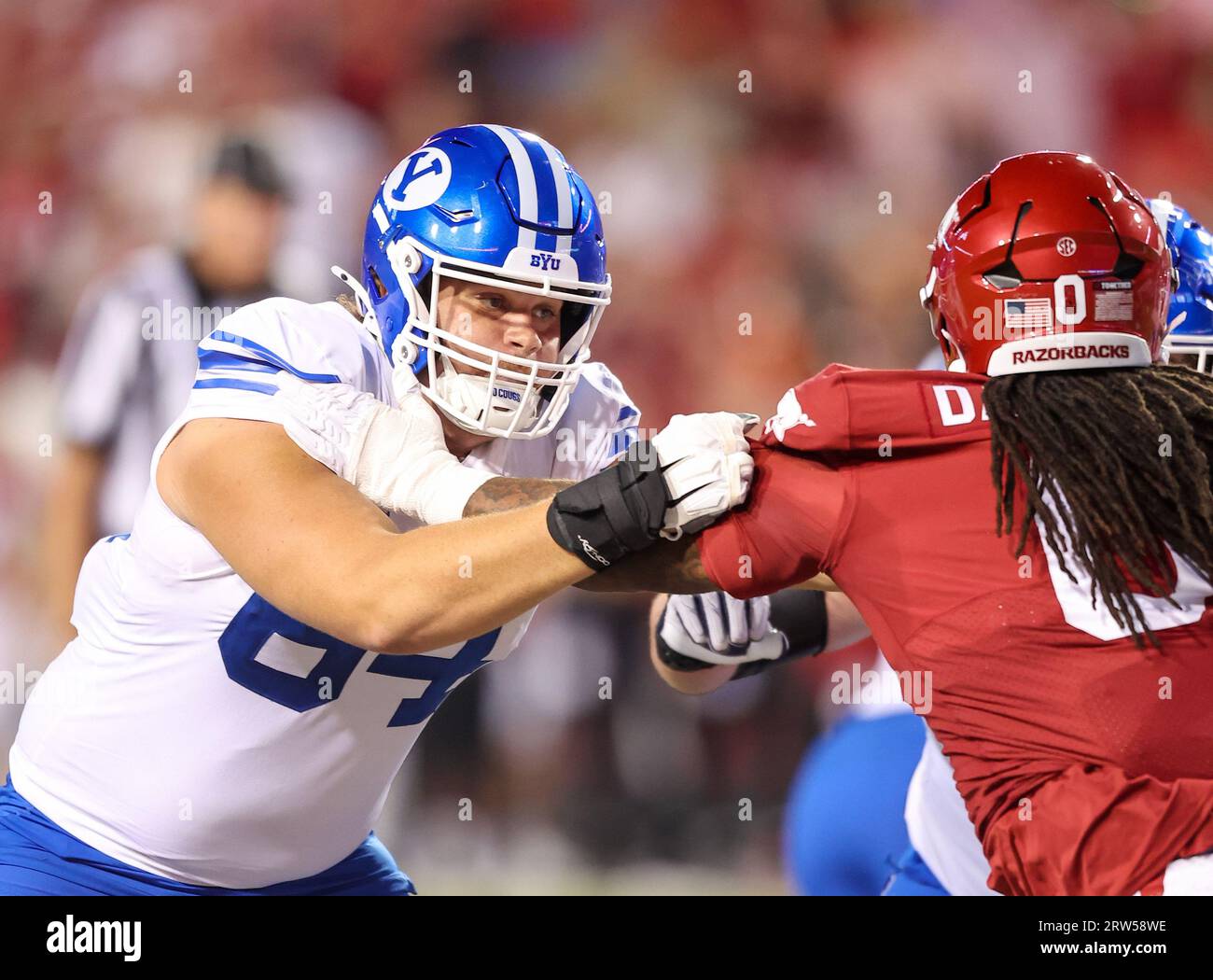 September 16, 2023: Brayden Keim #64 BYU offensive lineman works along ...