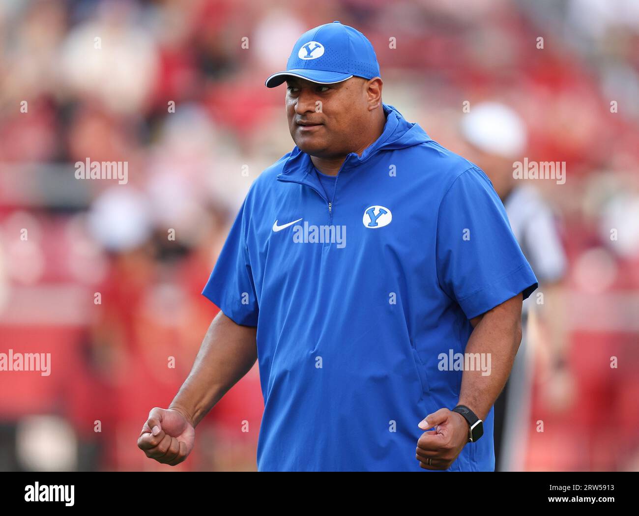 September 16, 2023: BYU head coach Kalani Sitake clinches his fist as ...