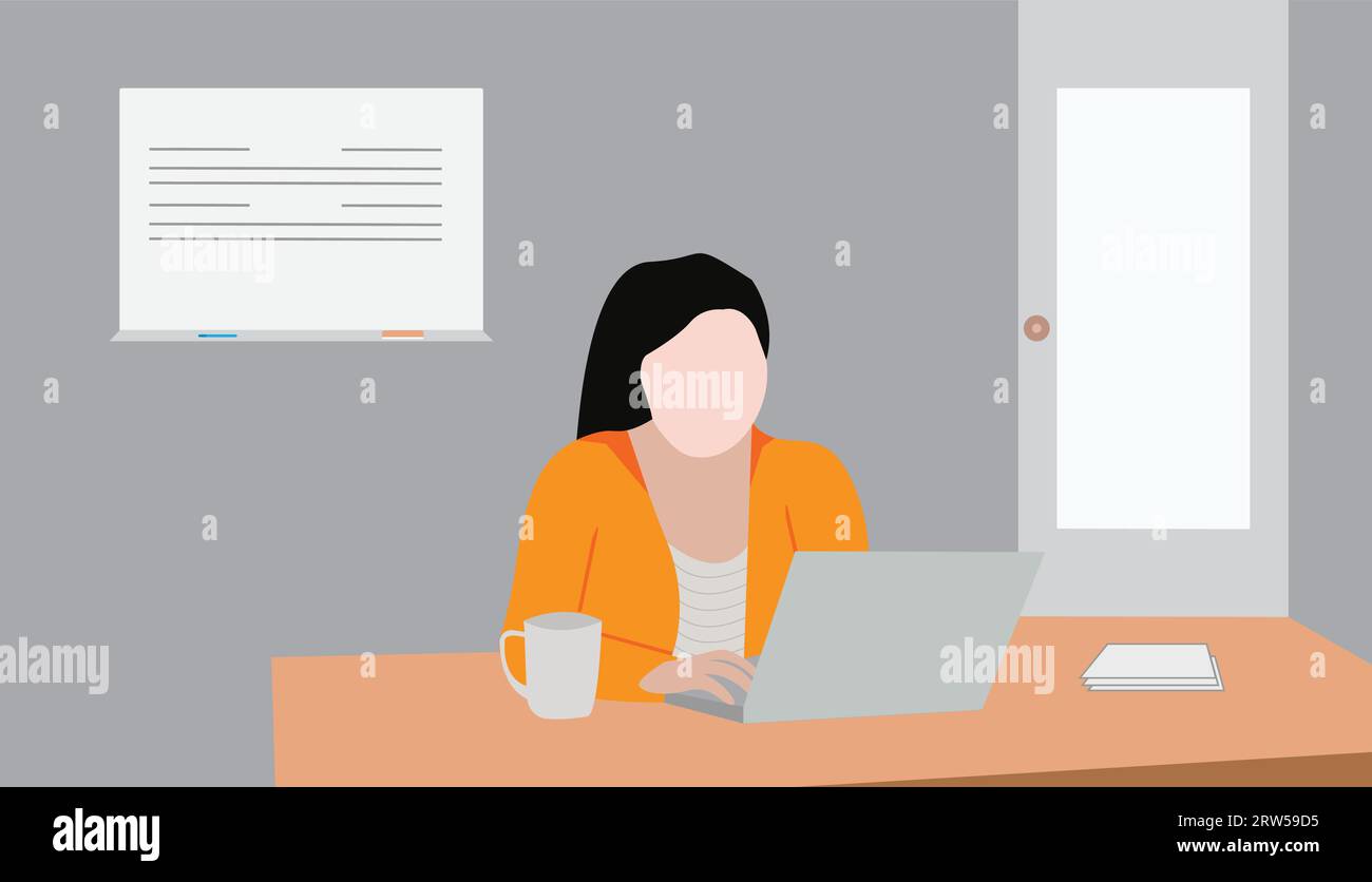 Remote working or work from home concept with a woman using a laptop ...