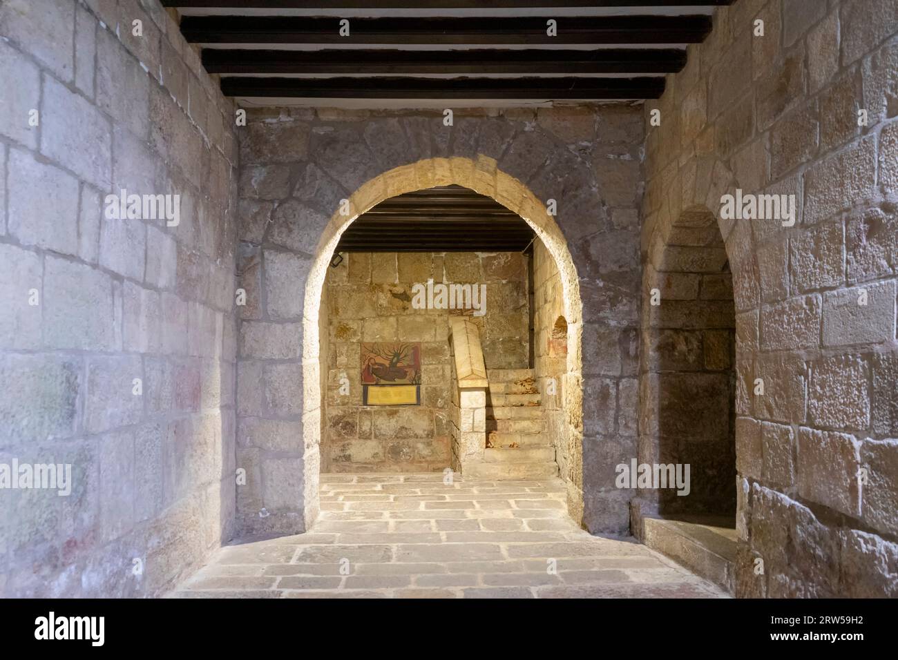 inside the crypt of the monastery of Leyre, Spain Stock Photo - Alamy