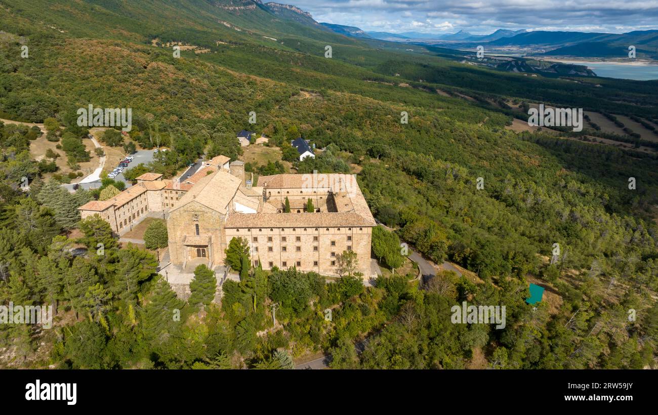 aerial views of the monastery of Leyre in Navarre, Spain Stock Photo ...