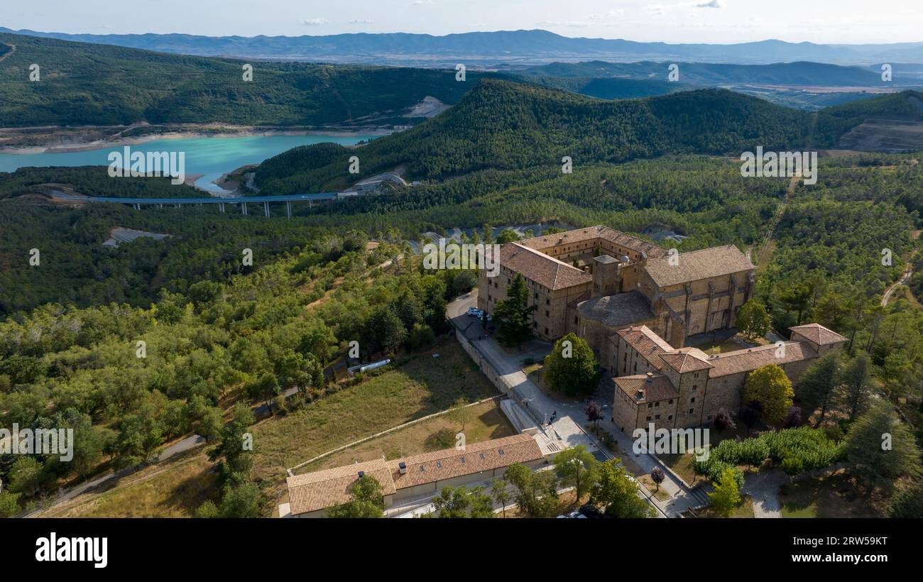 aerial views of the monastery of Leyre in Navarre, Spain Stock Photo ...
