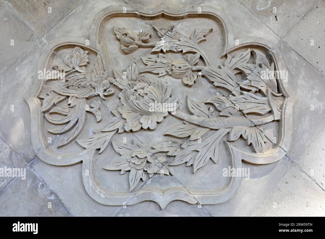 Gray wall brick carving architectural landscape, Beijing Stock Photo ...