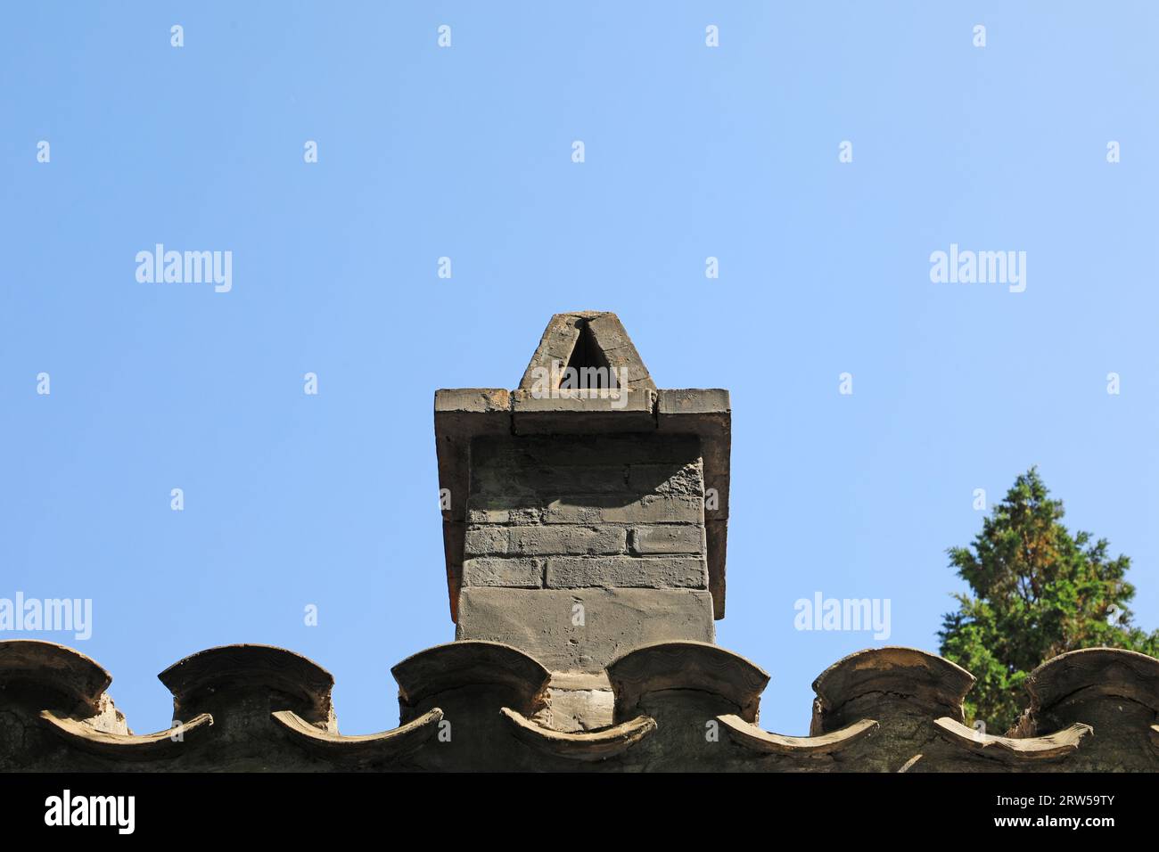 Chinese traditional style chimney on the roof ridge, Beijing Stock ...