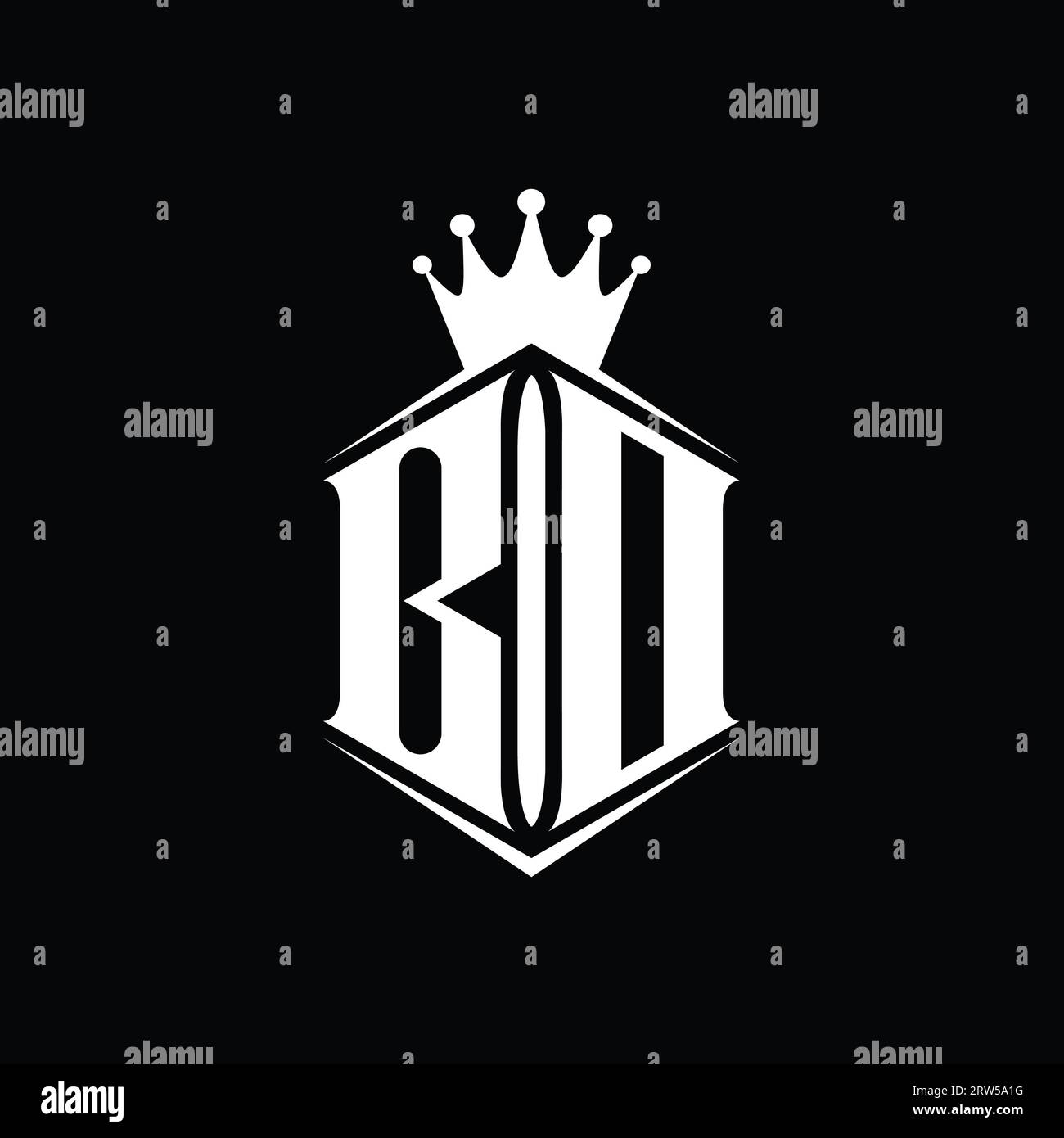 BD Letter Logo monogram hexagon shield shape crown with sharp style design template Stock Photo ...
