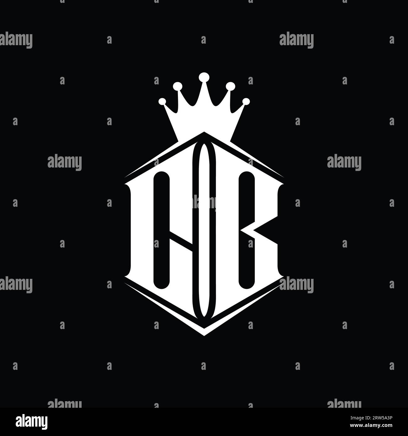 CB Letter Logo monogram hexagon shield shape crown with sharp style ...