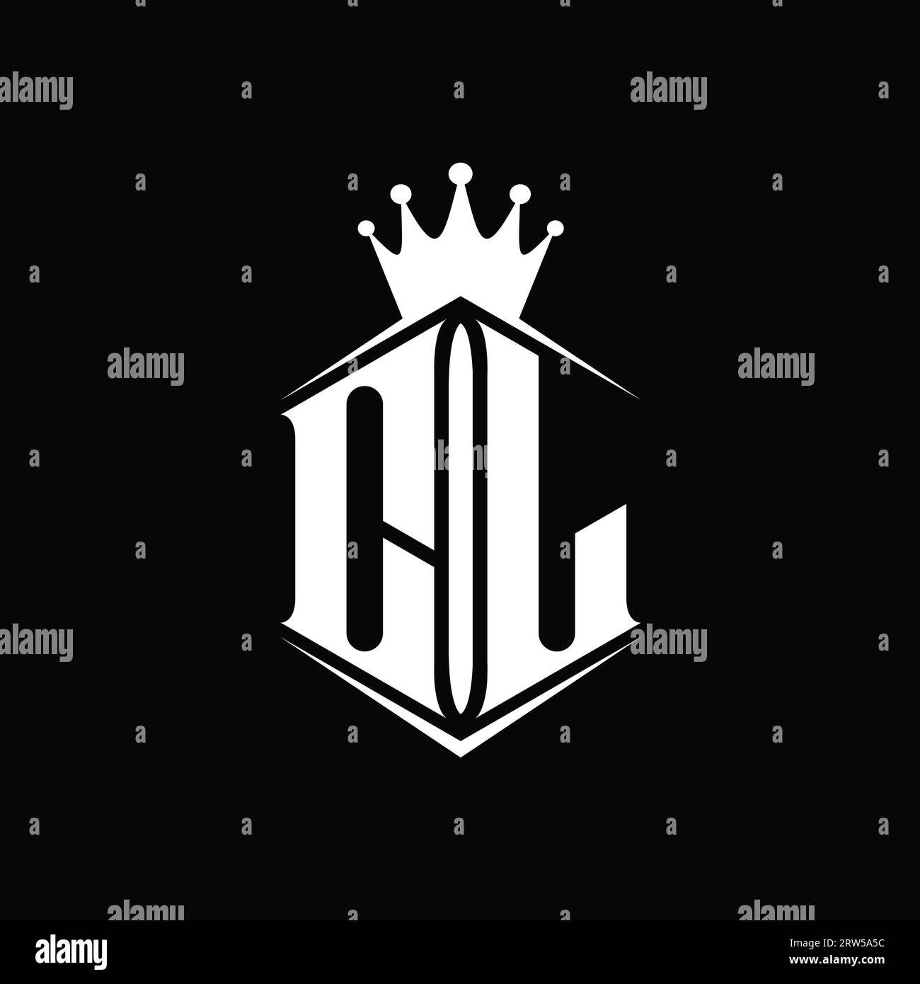 CL Letter Logo monogram hexagon shield shape crown with sharp style design template Stock Photo ...