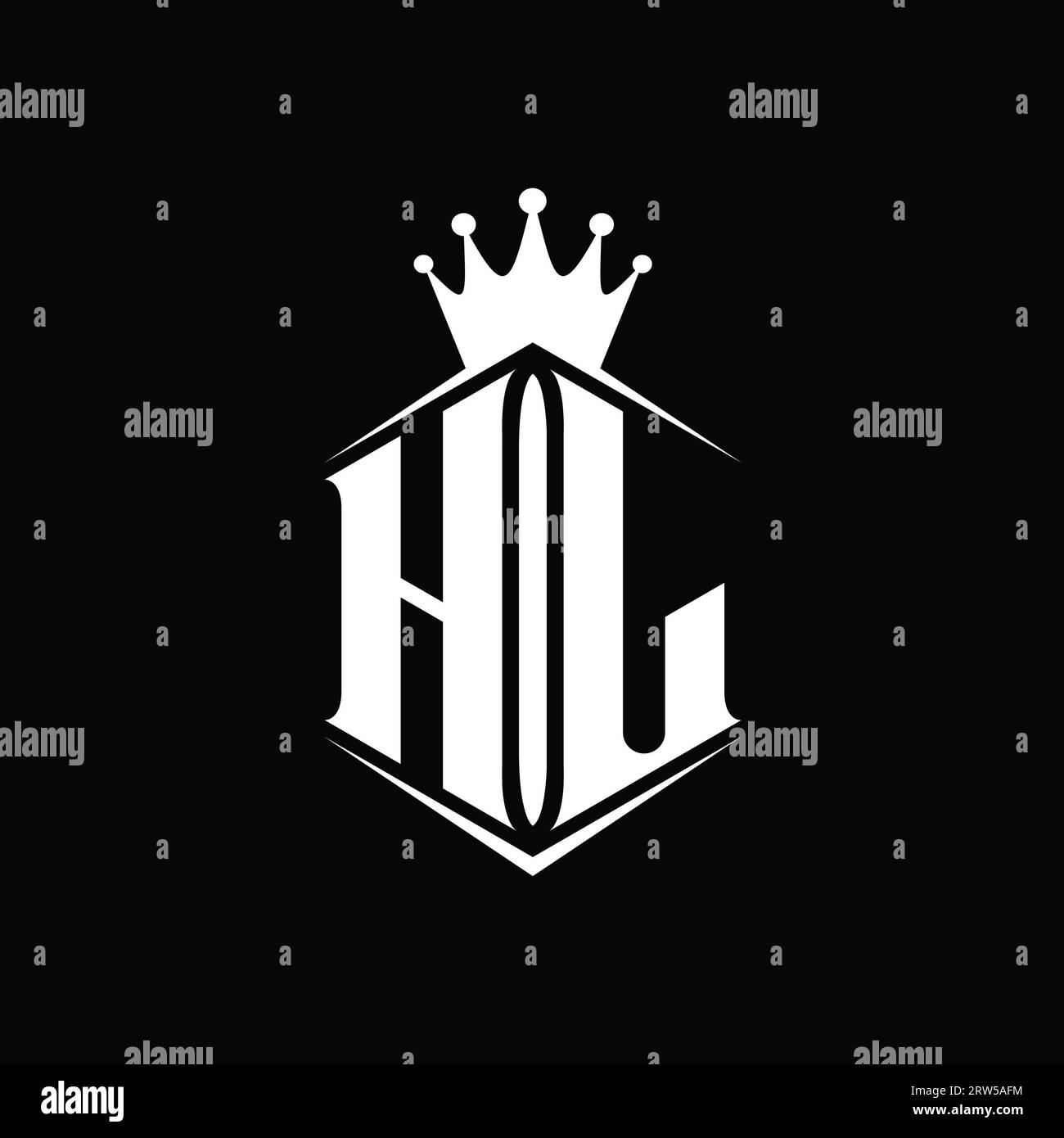 HL Letter Logo monogram hexagon shield shape crown with sharp style design template Stock Photo ...