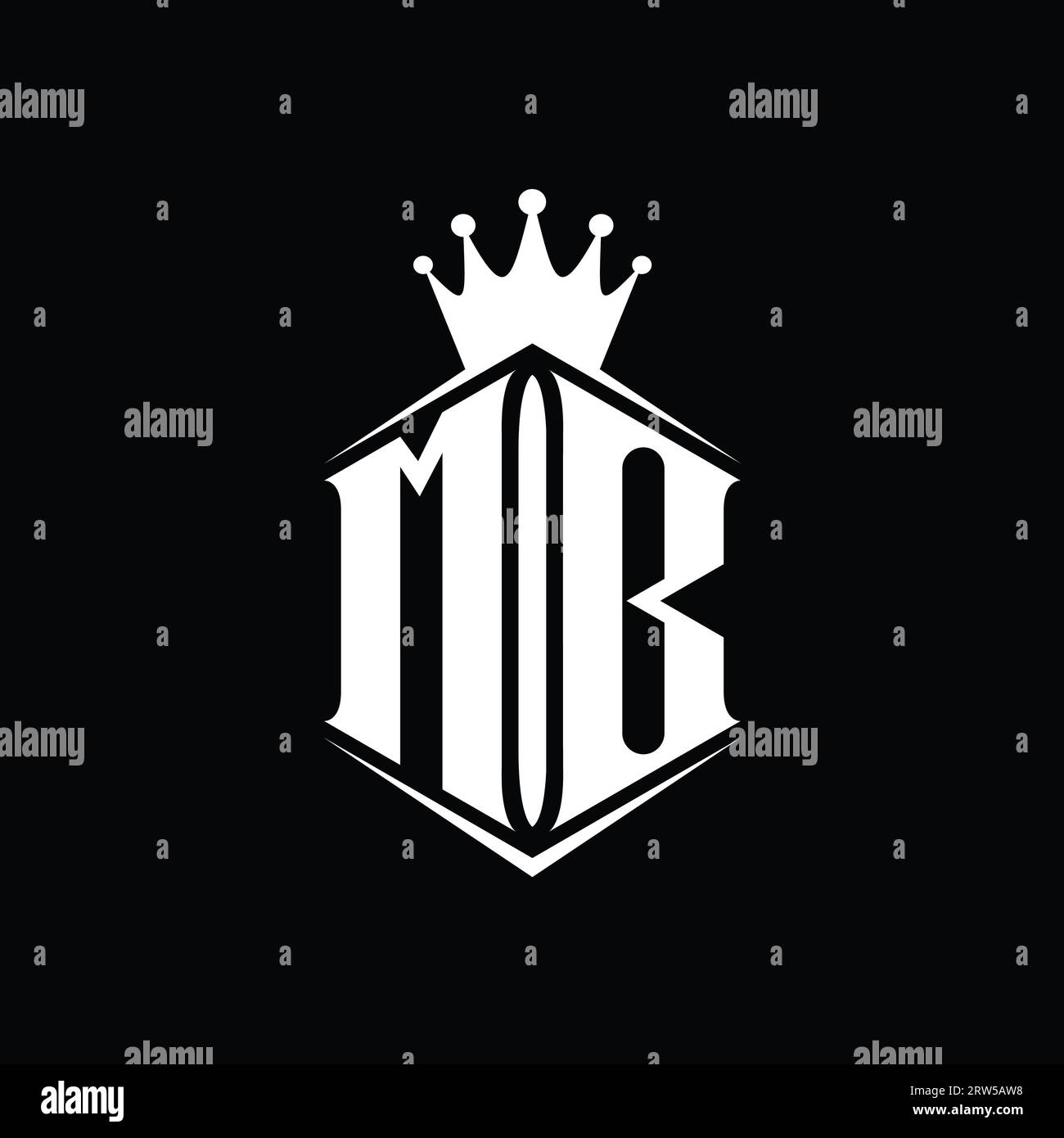 MB Letter Logo monogram hexagon shield shape crown with sharp style ...