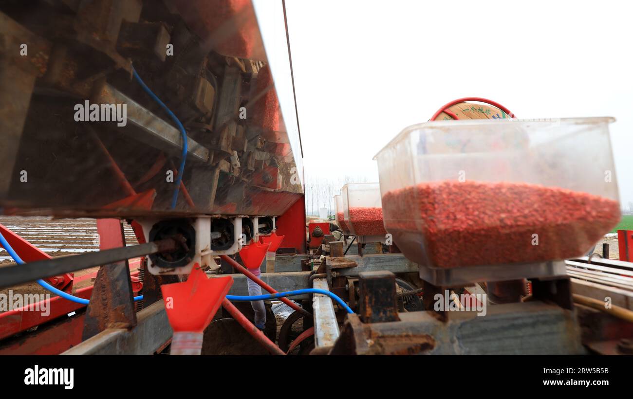 Corn planter in the field, North China Stock Photo - Alamy