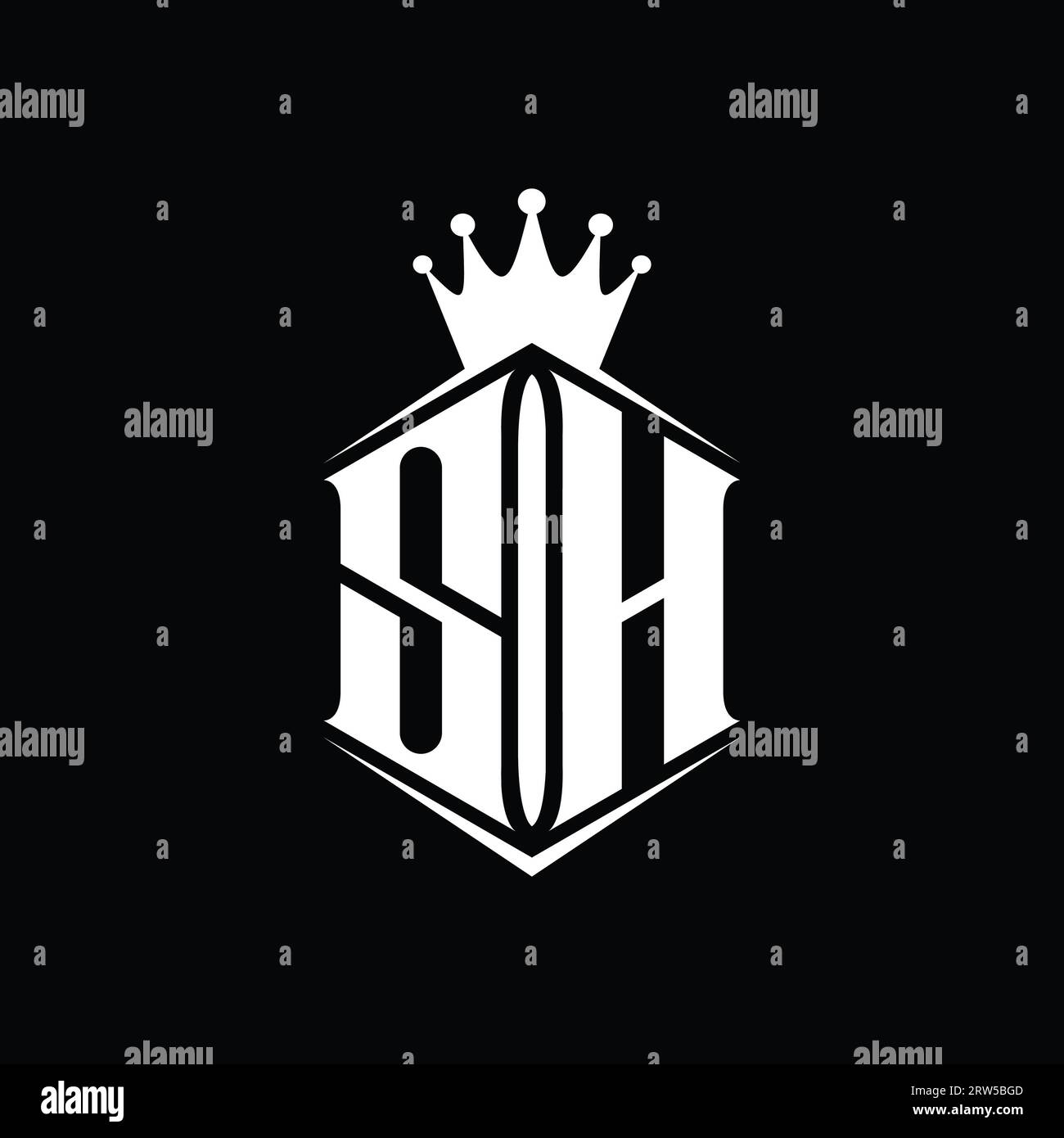 SH Letter Logo monogram hexagon shield shape crown with sharp style ... SH Letter Logo monogram hexagon shield shape crown with sharp style ...