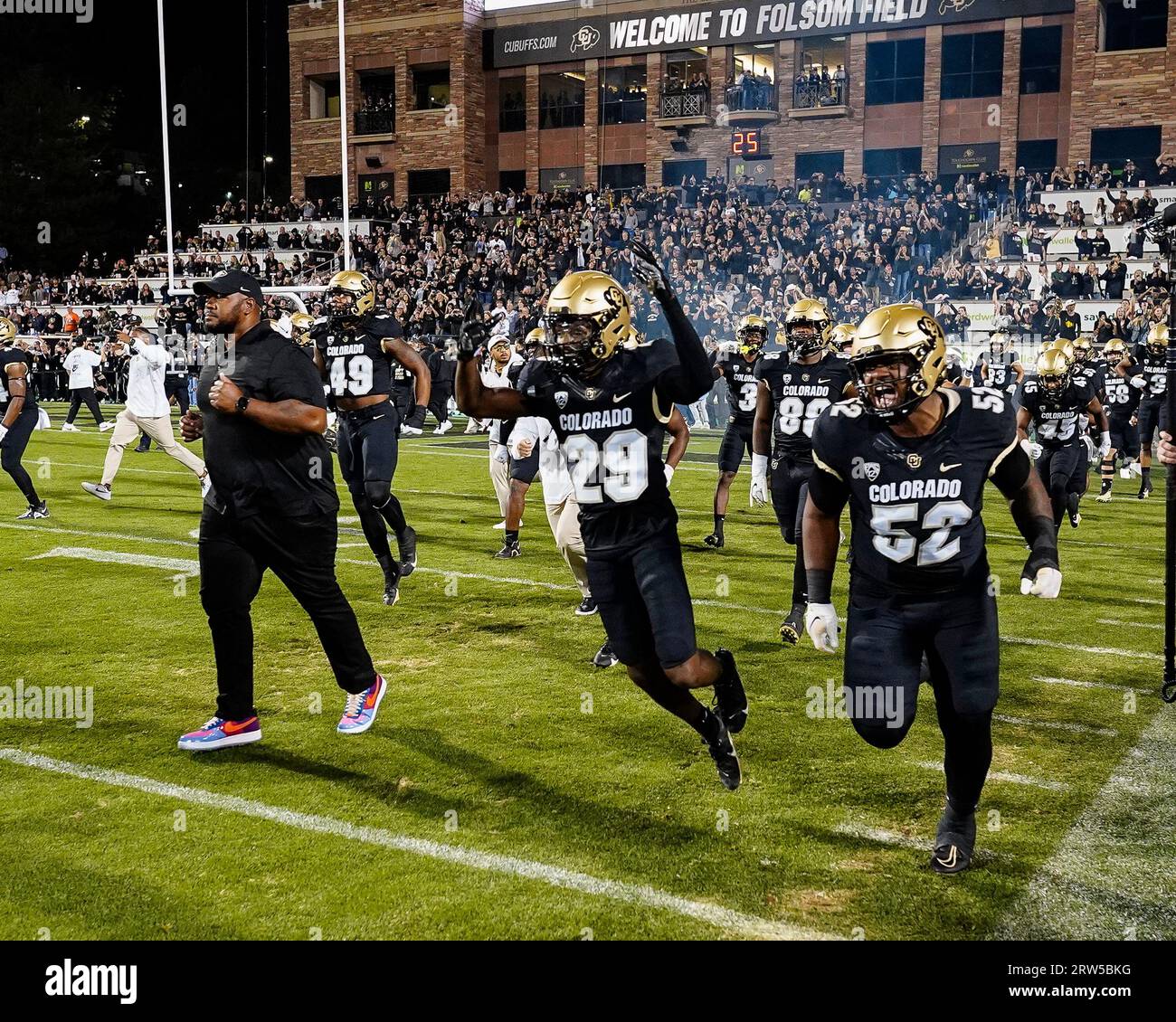 Boulder, CO, USA. 16th Sep, 2023. The Colorado football team runs on ...