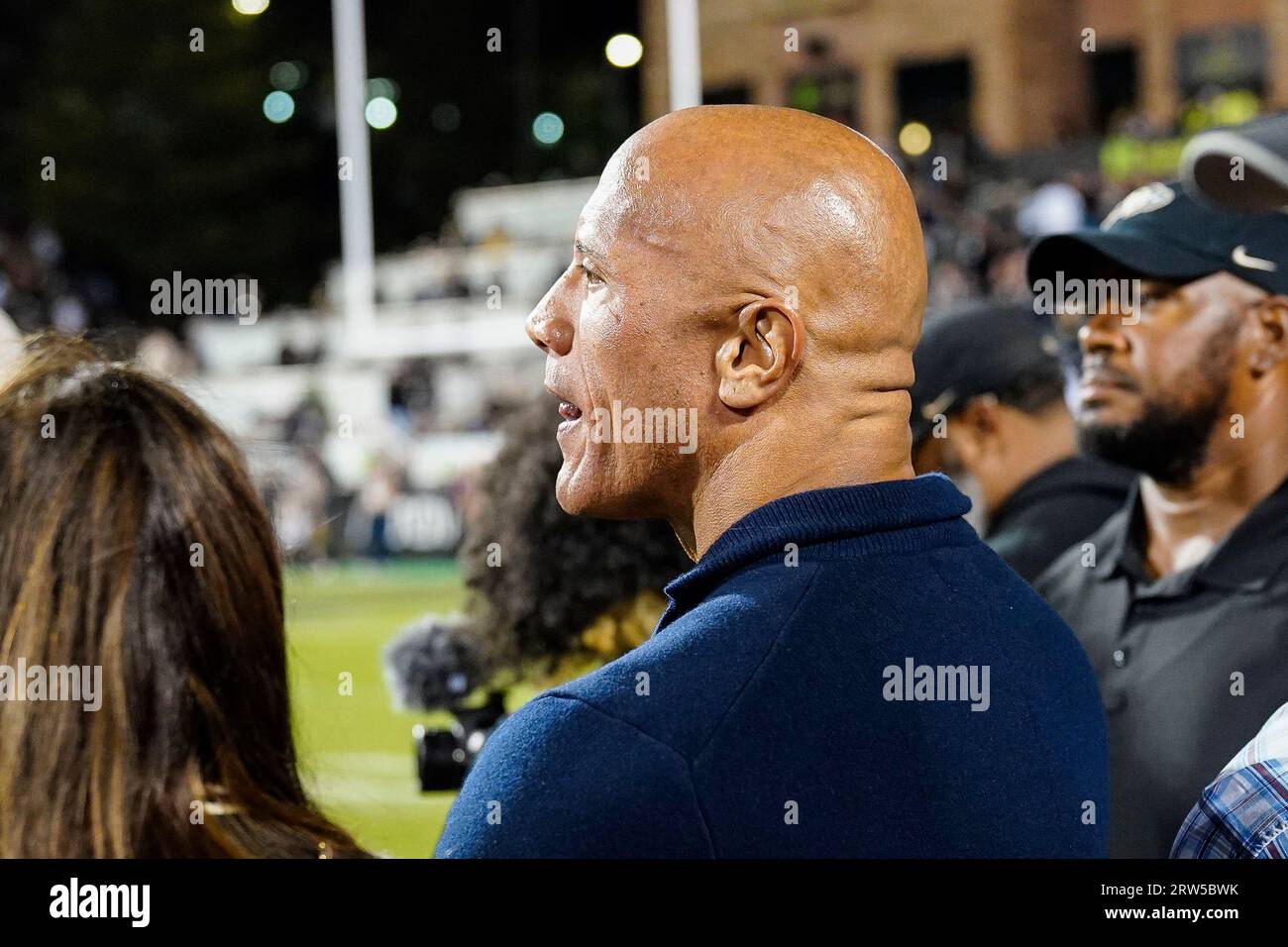Boulder, CO, USA. 16th Sep, 2023. Duane "the Rock"" Johnson takes in ...