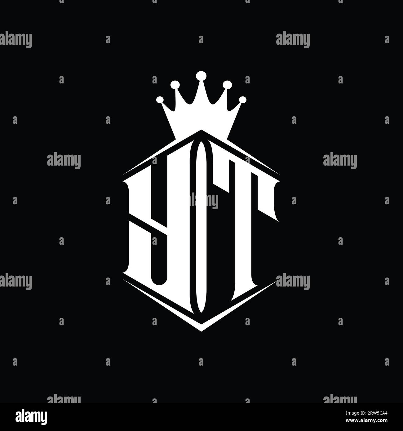 YT Letter Logo monogram hexagon shield shape crown with sharp style design template Stock Photo ...
