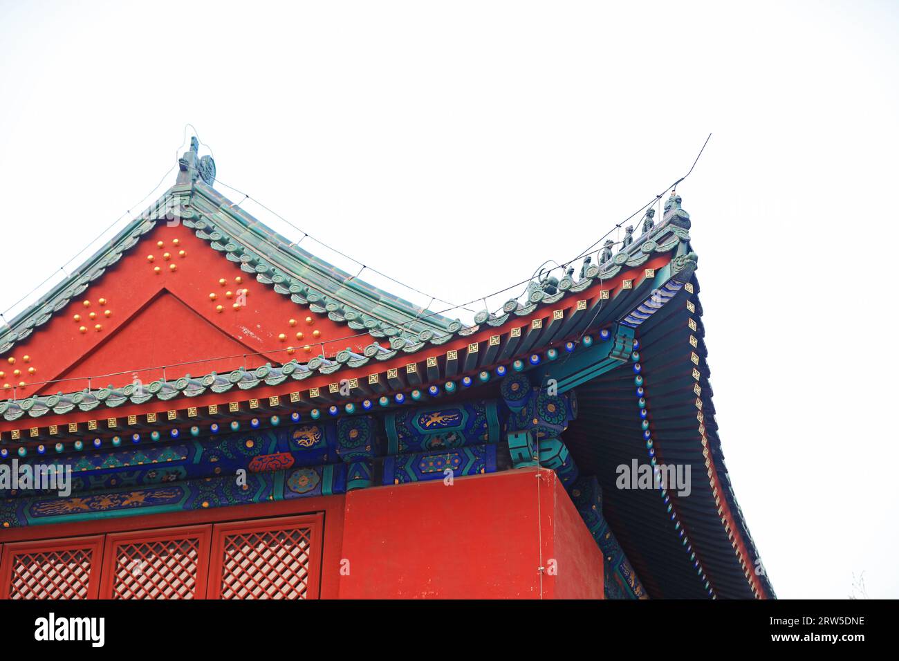 Chinese classical eaves architecture landscape in a park, North China ...