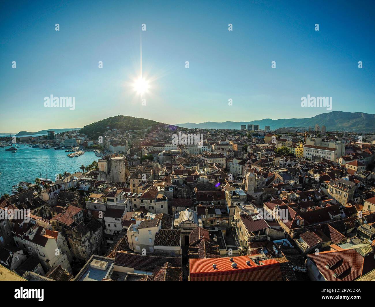 Split croatia, aerial view taken from the tower of old town palace of ...