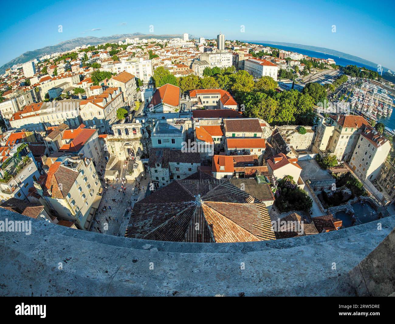 Split croatia, aerial view taken from the tower of old town palace of ...