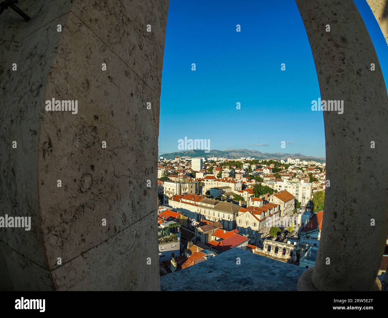 Split croatia, aerial view taken from the tower of old town palace of ...