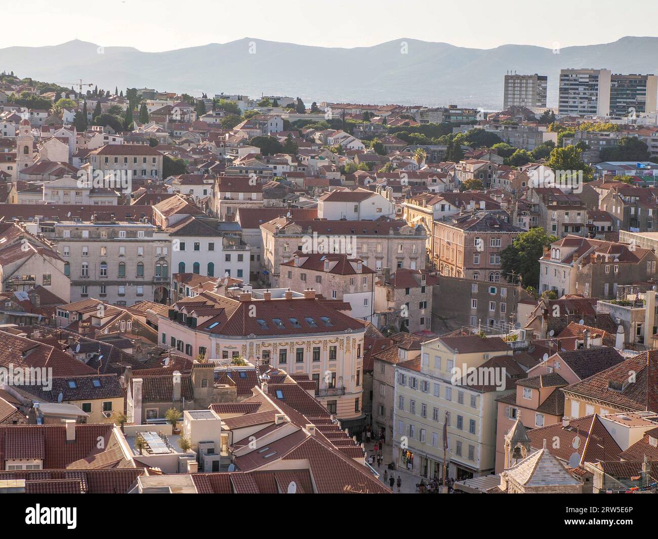 Split croatia, aerial view taken from the tower of old town palace of ...