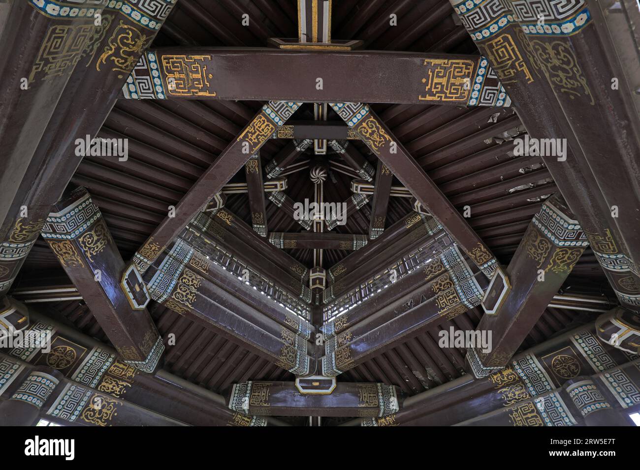 Chinese traditional wooden pavilion structure, Beijing, China Stock ...