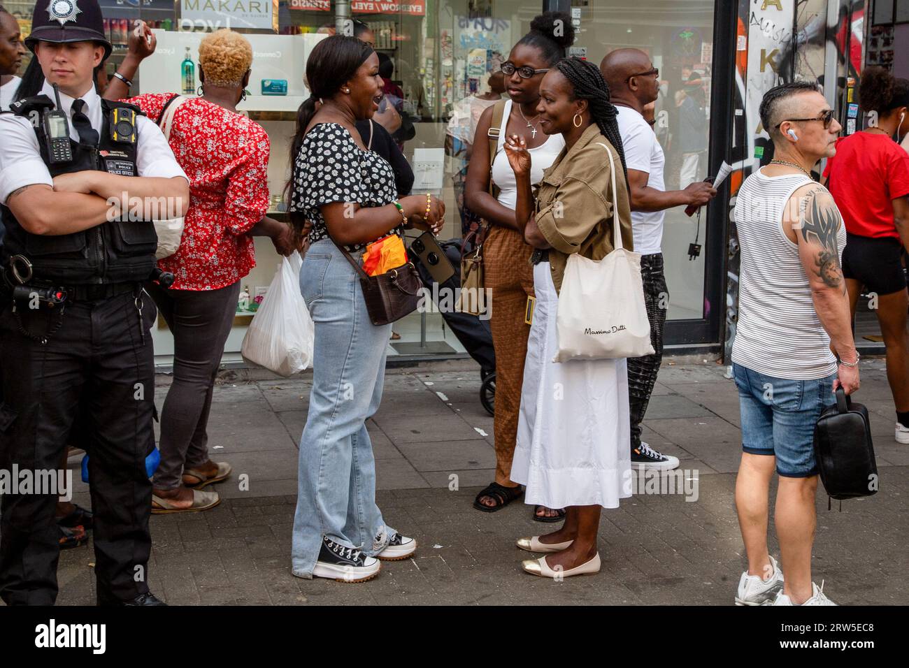London, UK. 16th Sep, 2023. People look on during the demonstration ...
