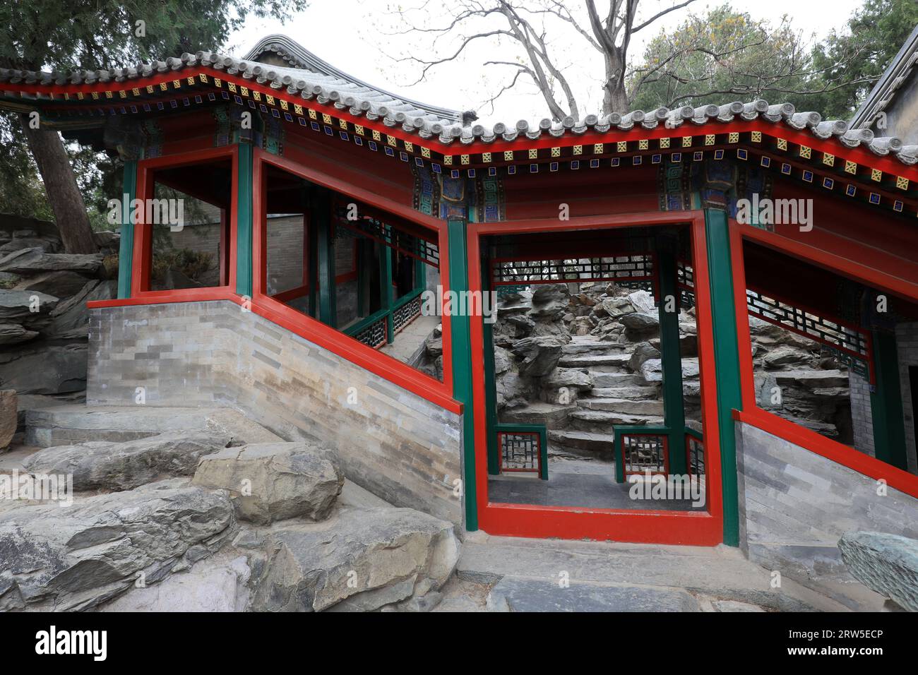 Chinese classical corridor architecture, Beijing Stock Photo - Alamy