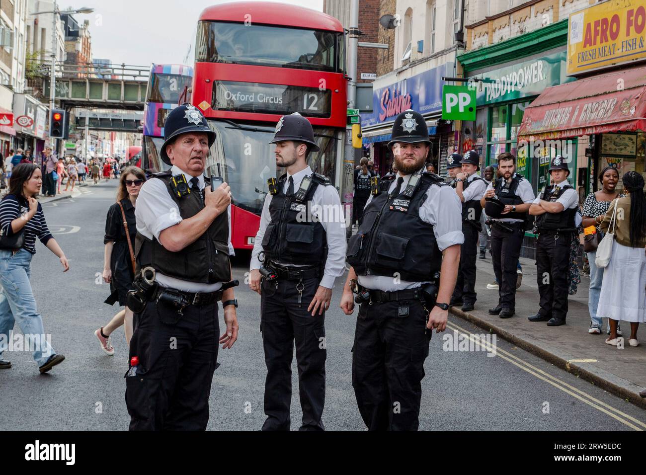 London, UK. 16th Sep, 2023. Police officers look on during the ...